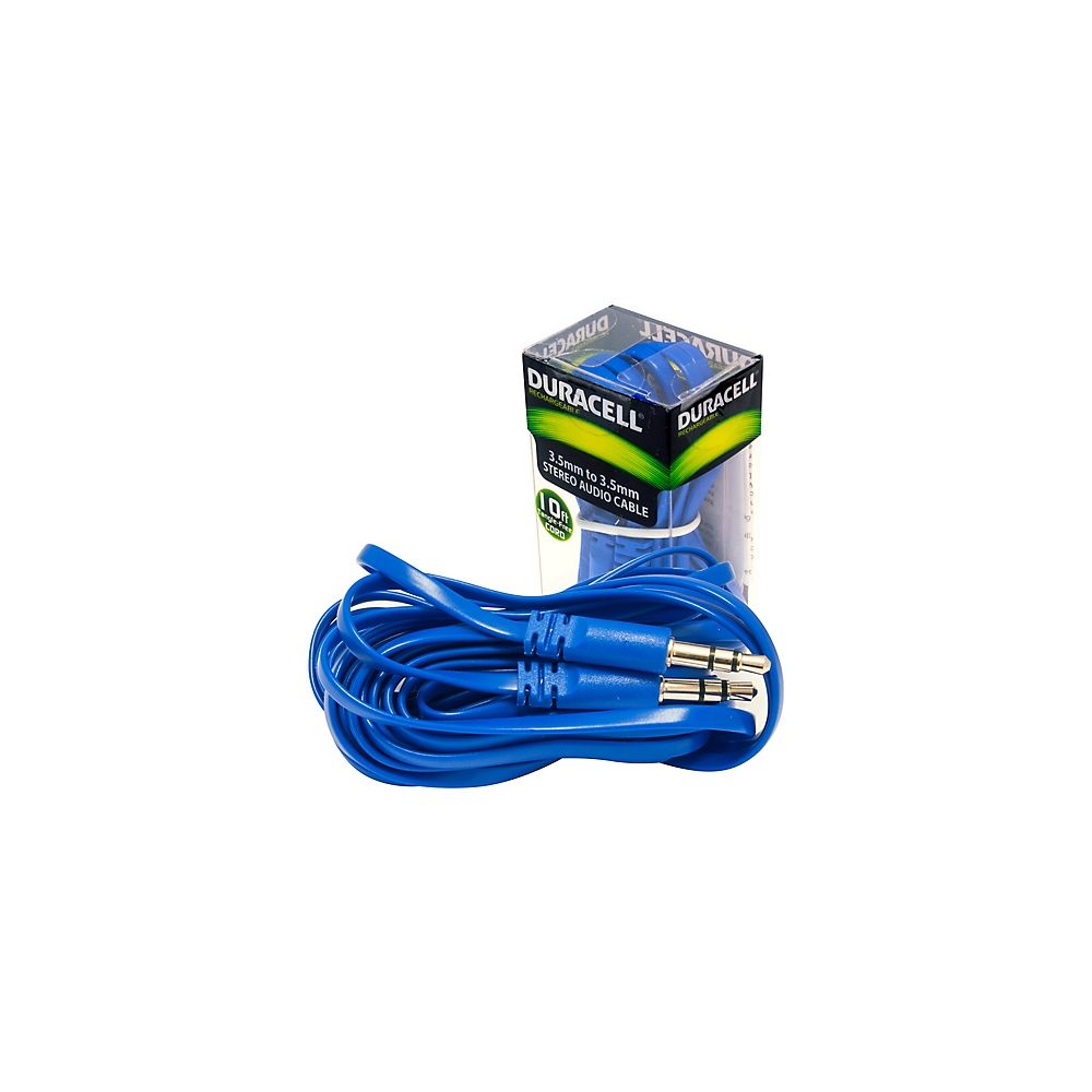 CABLE AUXILIAR DURACELL AUDIO 10 PIES AZUL