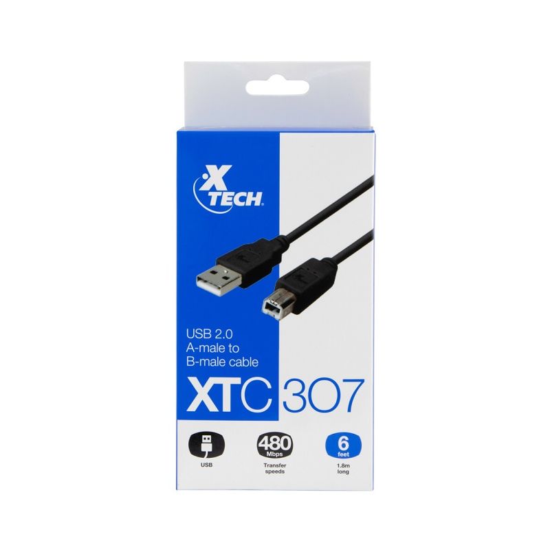 Cable usb para impresoras Xtech XTC307 6FT Usb 2.0 cable Amale to Bmale Molded